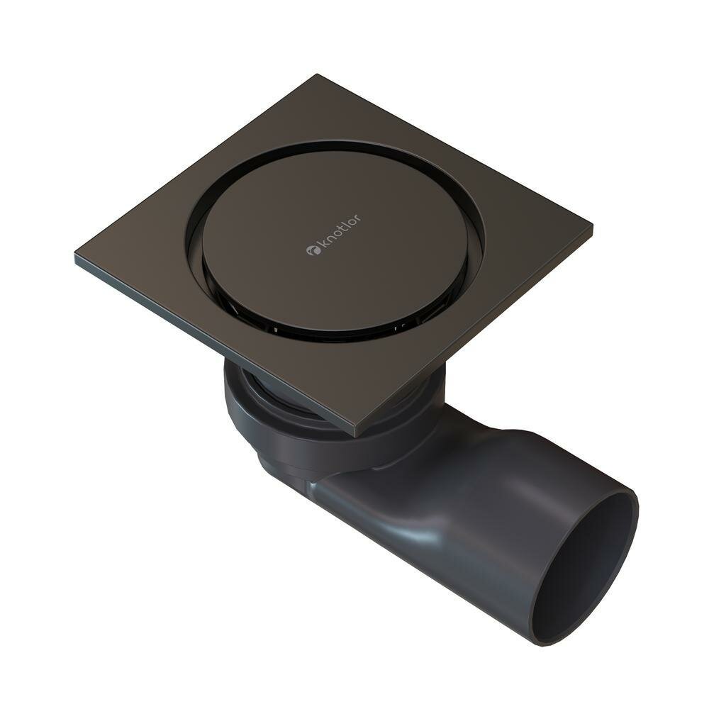 Душевой трап Knotlor Ядро 100x100 SDSC100GM с решеткой цвет Вороненая сталь
