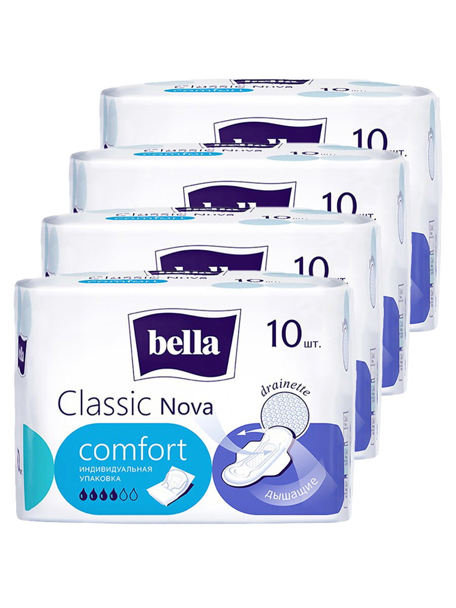 Bella Прокладки женские гигиенические Classic Comfort 4 капли 4х10 шт
