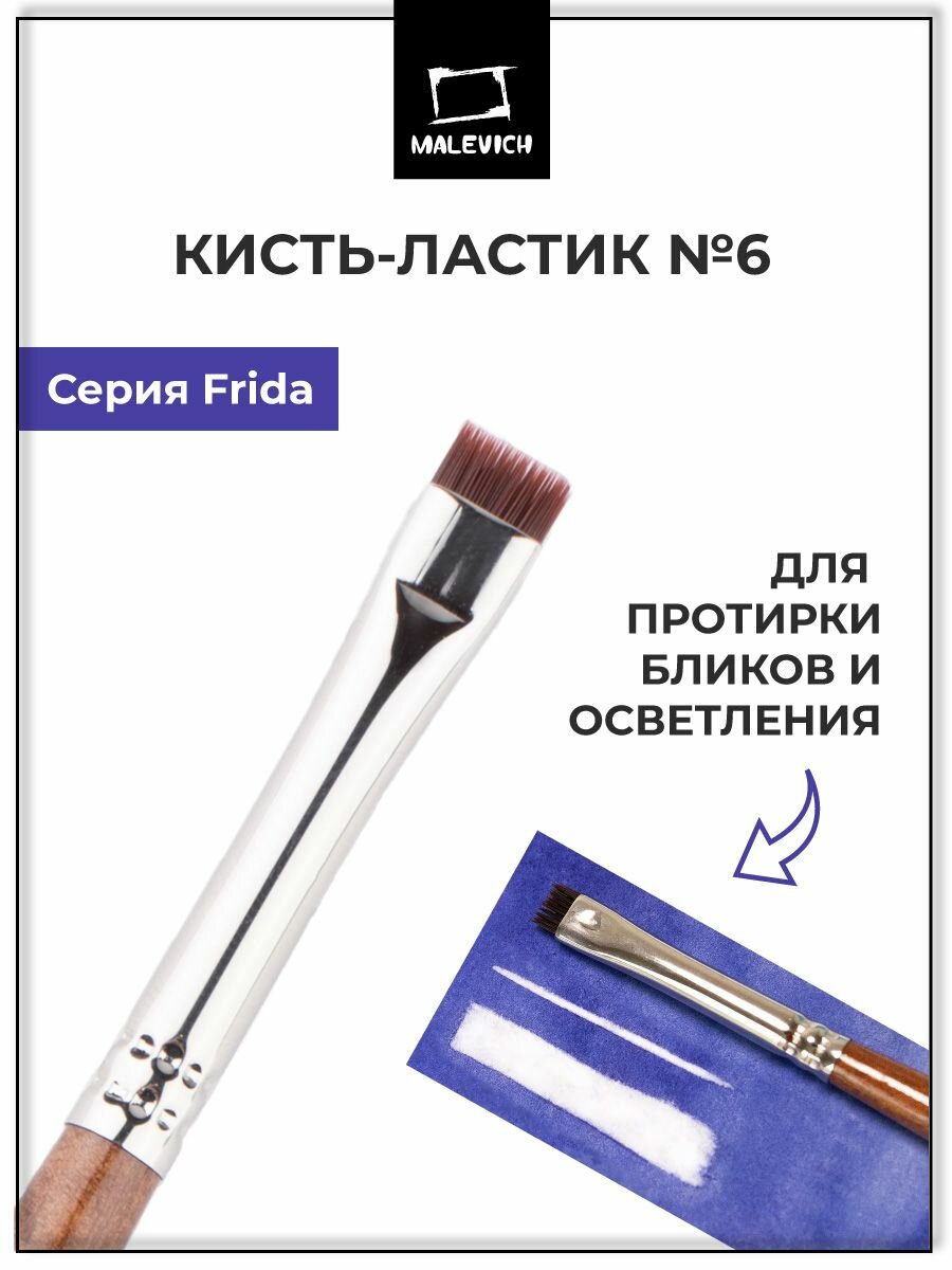 Кисть-ластик из синтетики Frida, плоская №6 для рисования для творчества