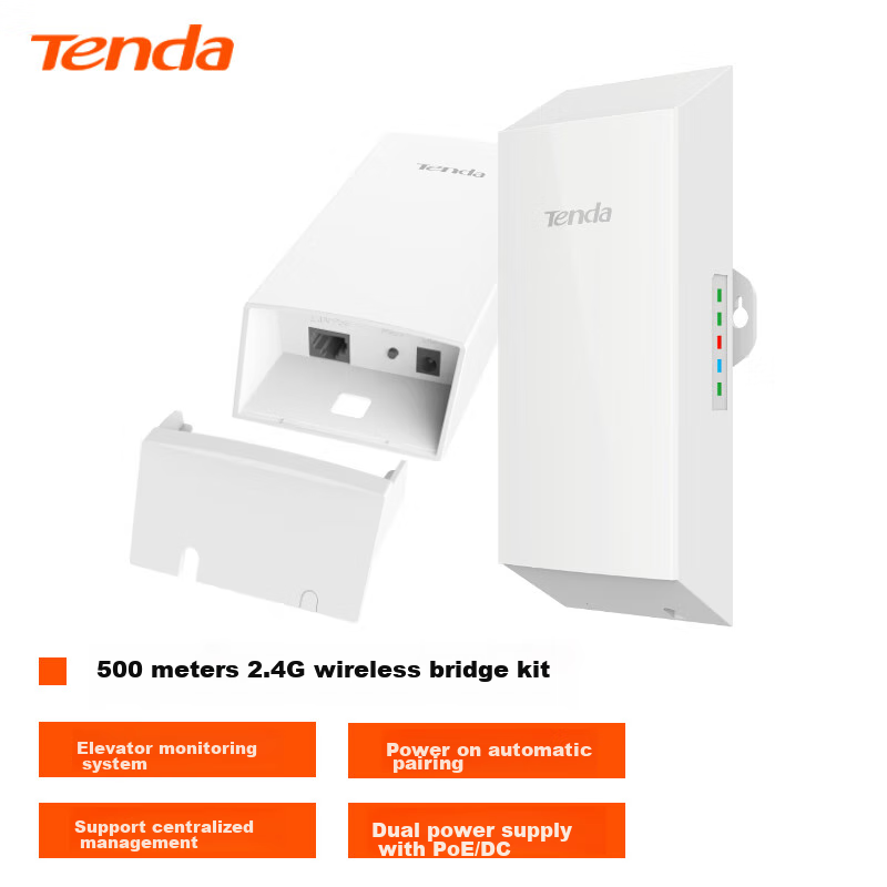 Tenda O1-2.4G беспроводная мостовая система для мониторинга лифтов наружный AP 500м передача точка-точка CPE Цвет：Два