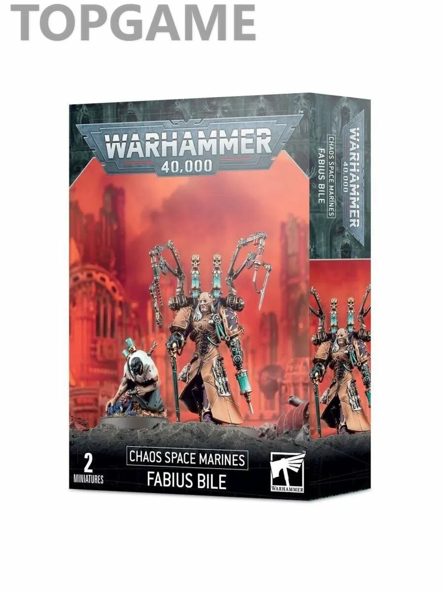 Миниатюры Warhammer 40000 Chaos Space Marines Fabius Bile, набор из 2 миниатюр, модель безумного апотекария Хаоса для сборки и покраски, Вархаммер 40к Фабиус Биле