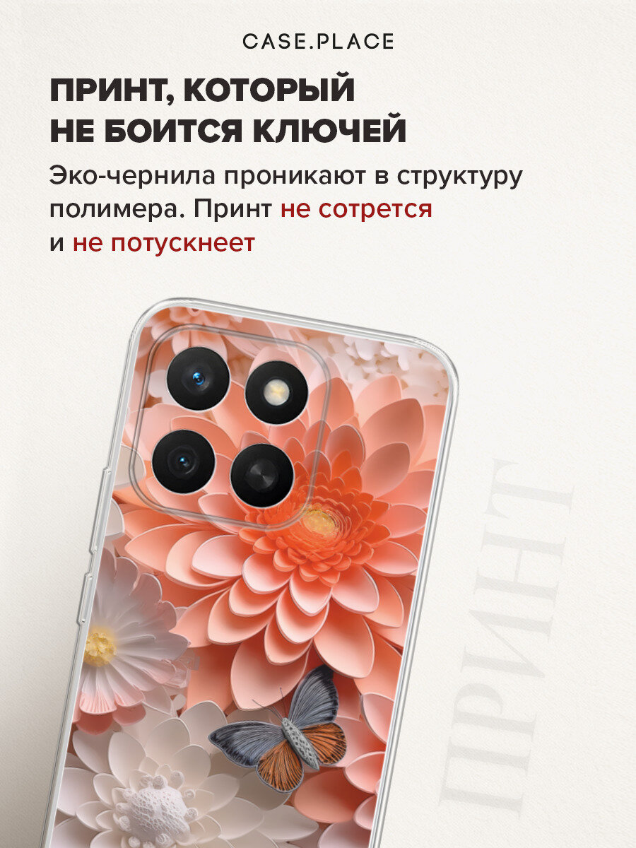 Силиконовый чехол на Honor X8c / Хонор X8c с принтом "Бумажные цветы" — фото 1