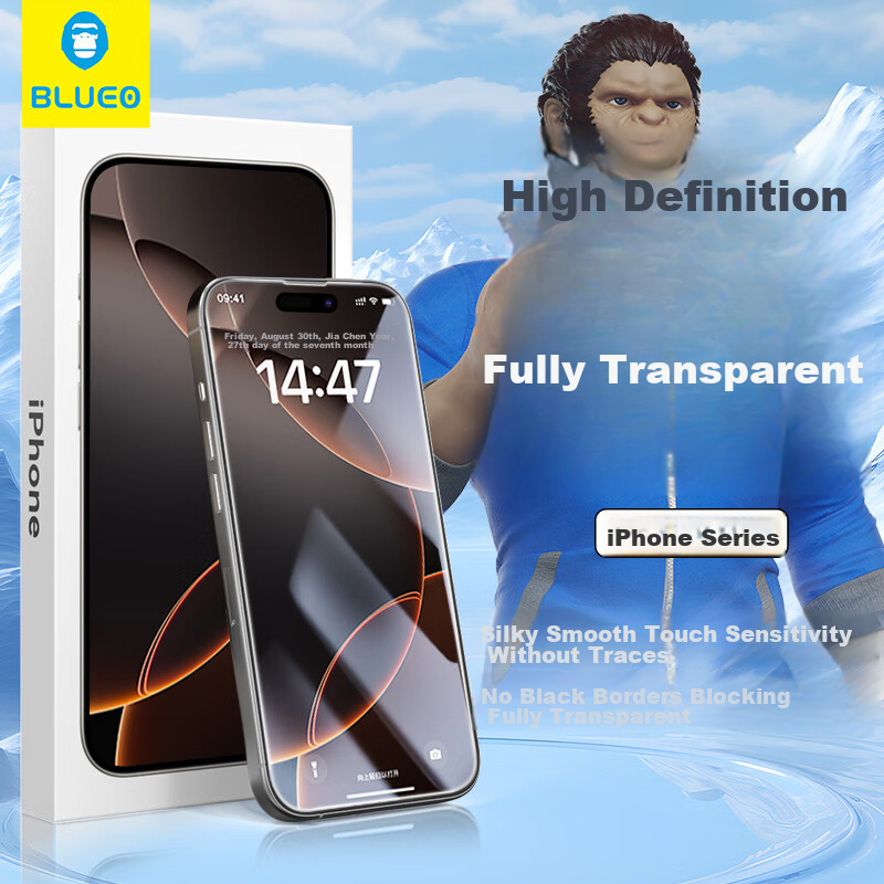BLUEO защитная пленка из закаленного стекла для iPhone 16 Pro с полным покрытием HD-защита от царапин Цвет：iPhone 16 Pro