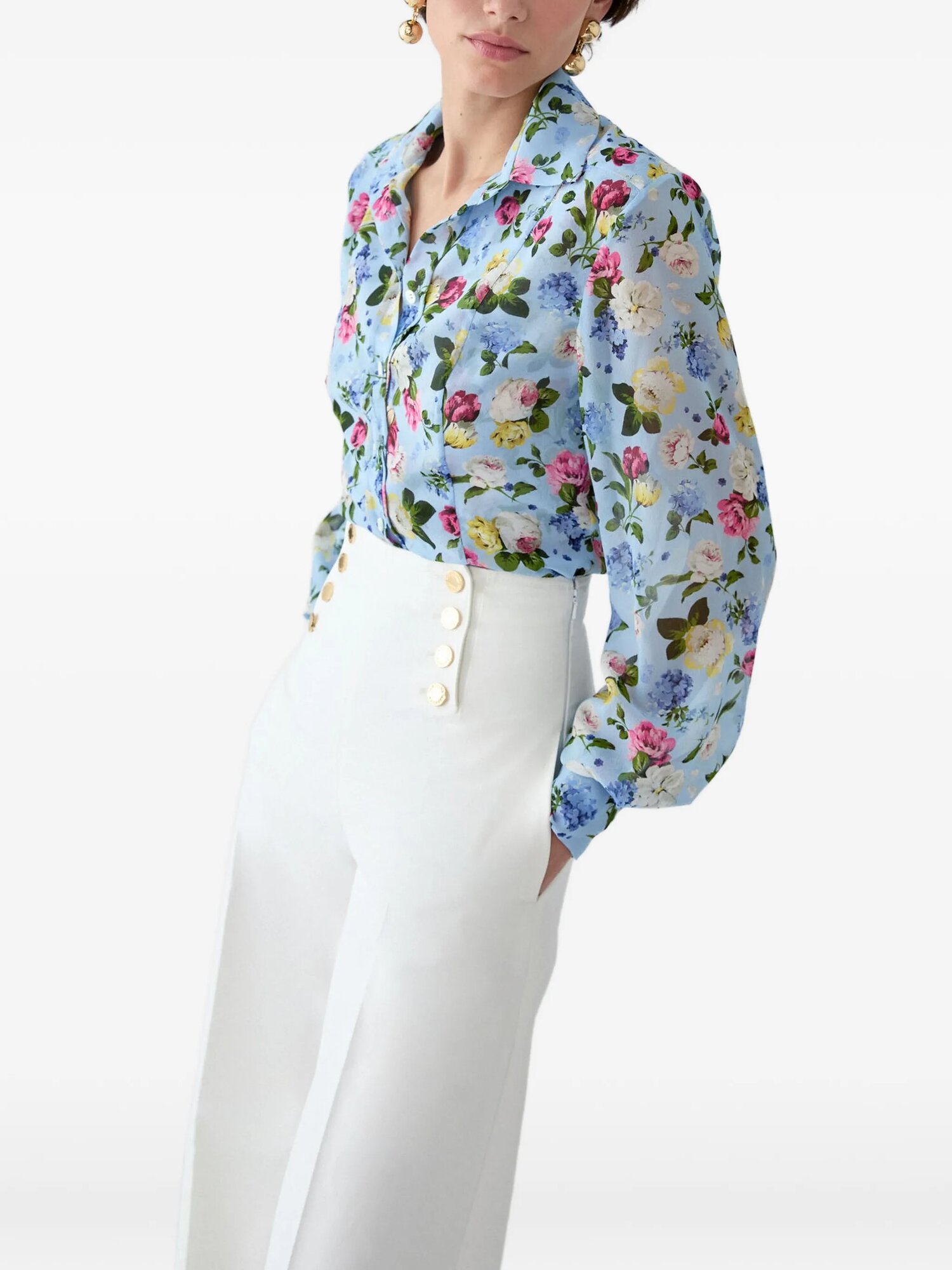 Брюки CAROLINA HERRERA Alba trousers, размер 16, бежевый/белый — фото 1