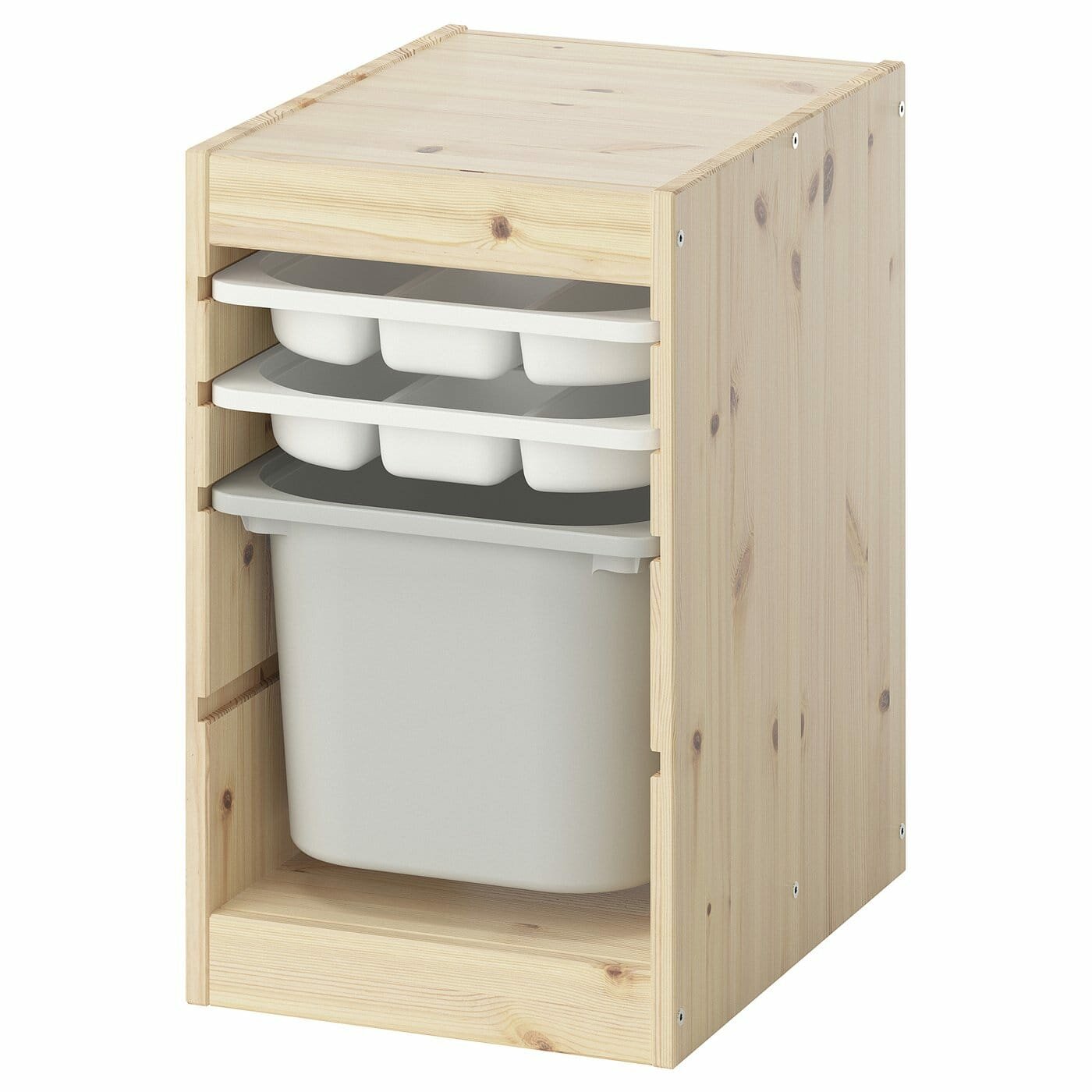 Стеллаж ikea trofast стеллаж с контейнером/лотком, светлая сосна, белый, серый, 32x44x52 см 295.733.00