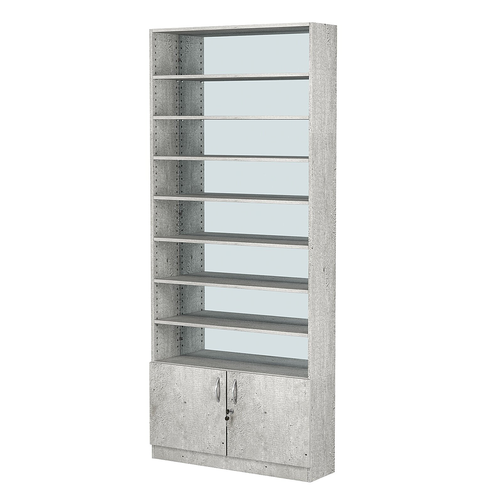 Стеллаж из ДСП с 8-ю полками 250x900 мм серии LEVEL-8 №11-2 (З/C - зеркало), Метрополитан Грей