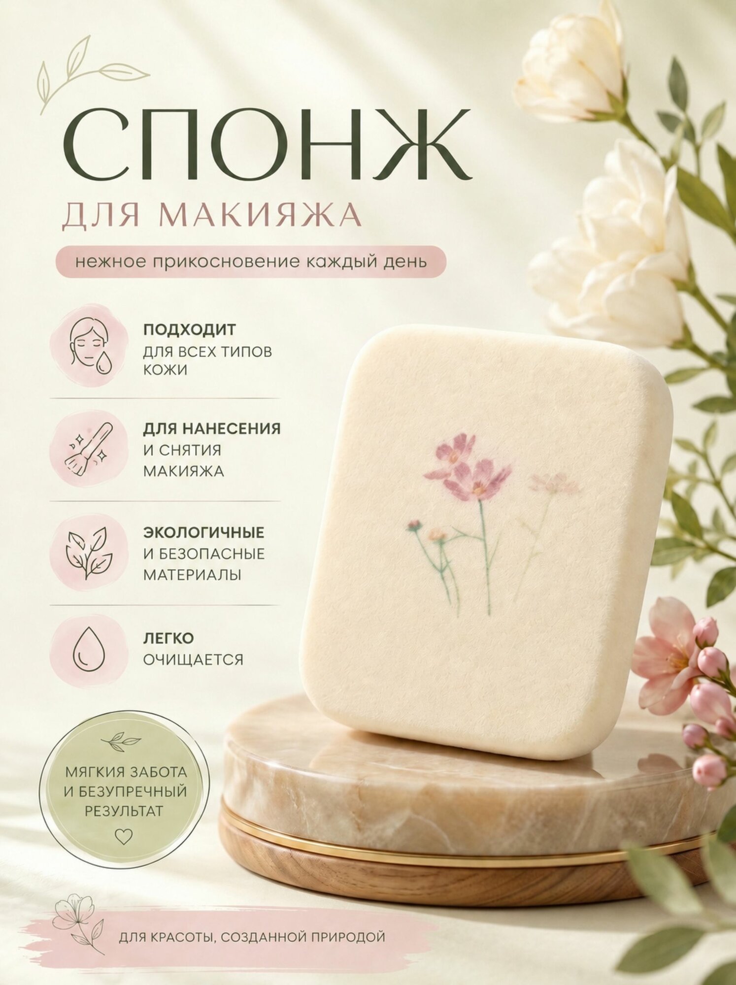 Спонж-пуховка для макияжа