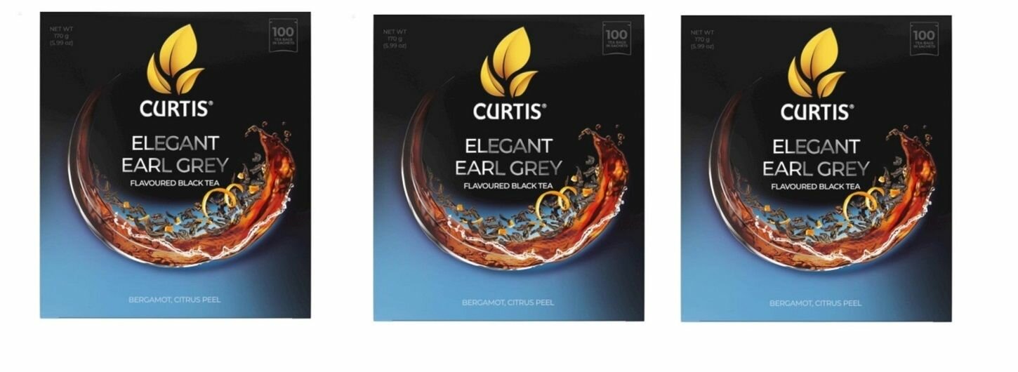 Curtis Чай Elegant Earl Grey , 100шт х 1,7гр , 3шт