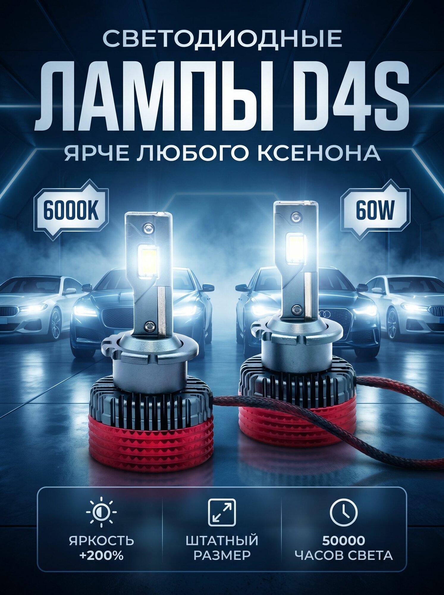 Светодиодные лампы ZMB D4S LED 50w на Lexus GX 2009-2013 / для замены штатных ксеноновых ламп Д4С для Лексус GX