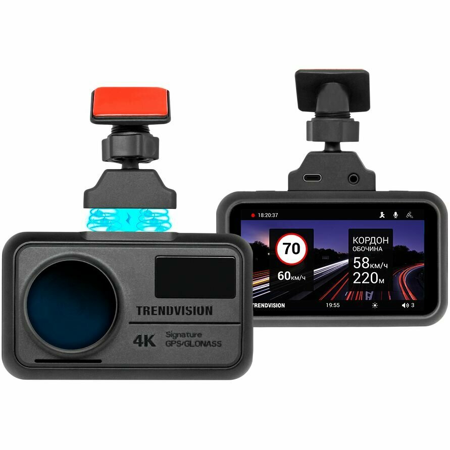 Видеорегистратор автомобильный TrendVision TDR-725 4K, 3", Wi-Fi, GPS, чёрный