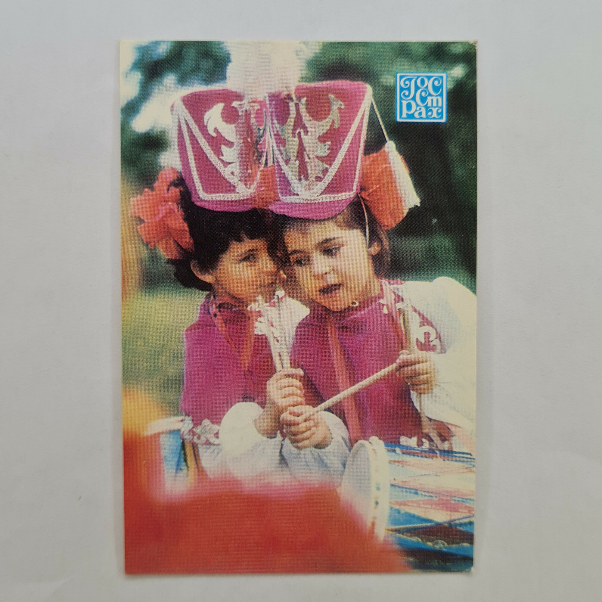 Карманный календарик СССР 1988. Дети с барабанами, праздник. Советский календарь винтажный