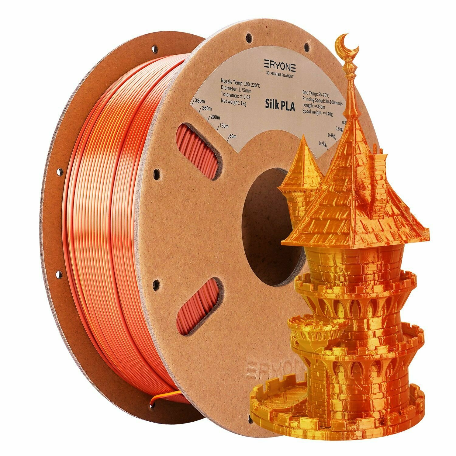 Пластик для 3D принтера ERYONE PLA Silk Dual Gold&Copper / Филамент ERYONE