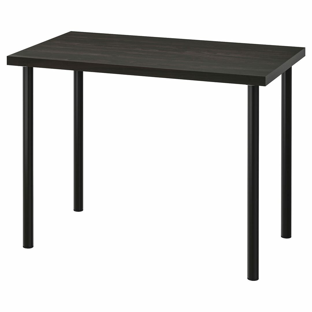 Письменный стол IKEA linnmon / adils, черно-коричневый, 100x60 см 094.163.68