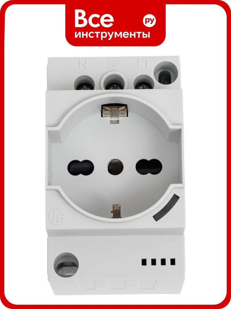 Розетка Finder Schuko + Bipasso 10/16 A для электрических шкафов, IP20, LED, серый, адаптер для DIN-рейки, 230 В, 1 пост