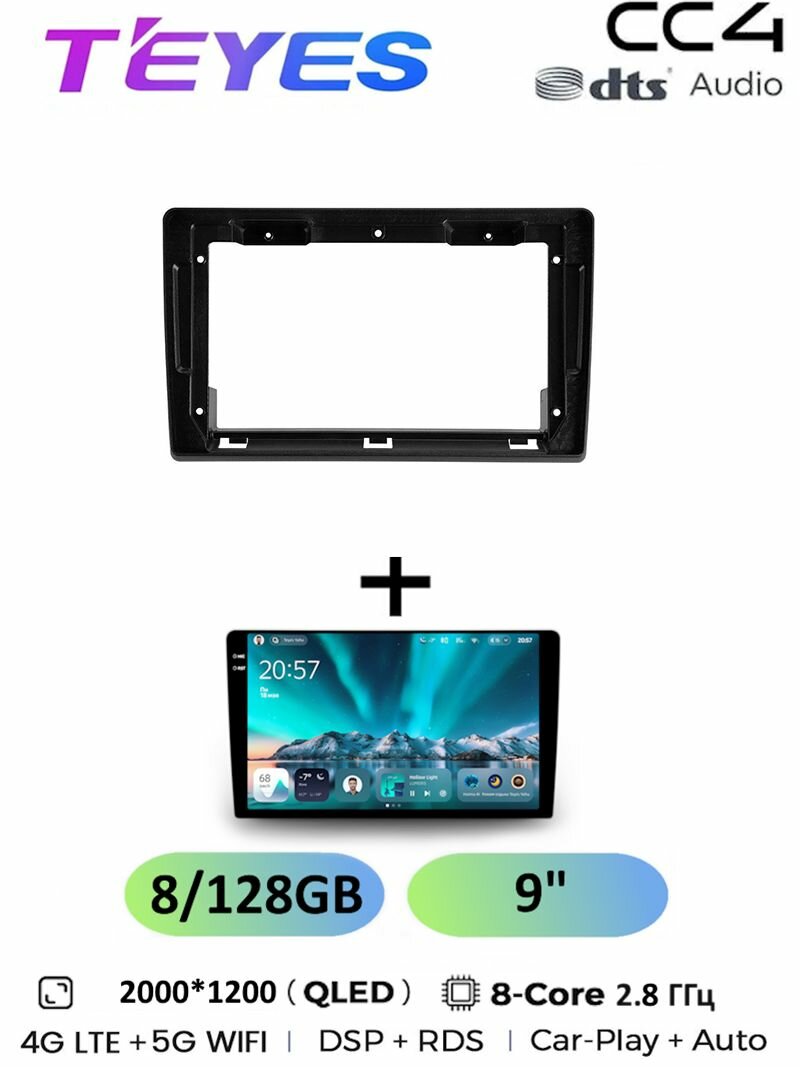 Магнитола Teyes CC4 8/128 Gb 9.5 дюймов Peugeot Boxer 2 Citroen Jumper 2 2006-2022 (B) 8-ми ядерный процессор QLED экран 4G Wi-Fi