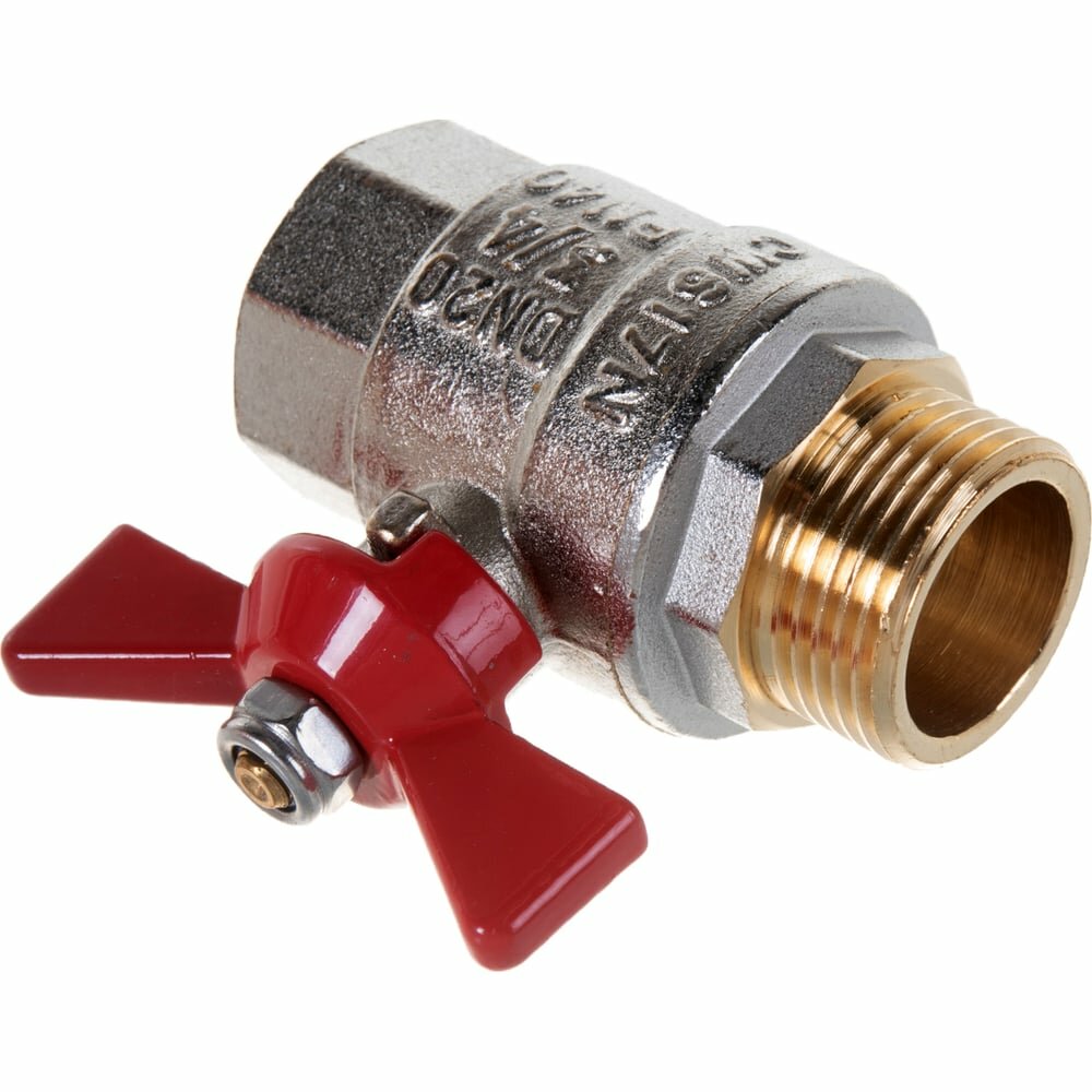 Кран шаровой Valtec Base рукоятка бабочка 3/4" внутренняя-наружная VT.218. N.05 — фото 1