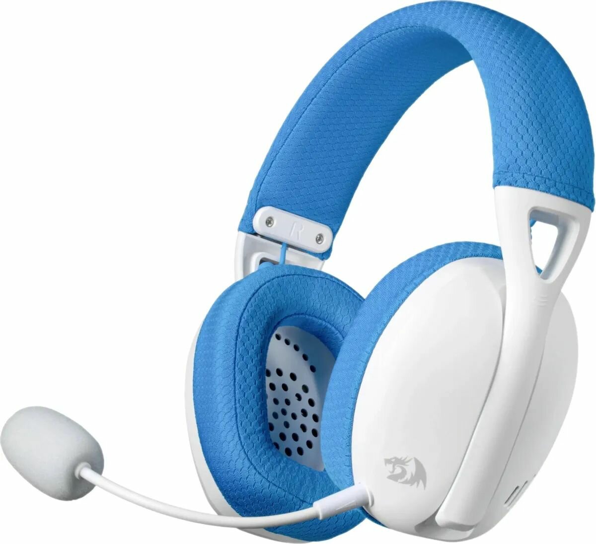 Наушники игровые для компьютера REDRAGON Ire Pro белый, беспроводные, Bluetooth, USB, белый/синий (71539)