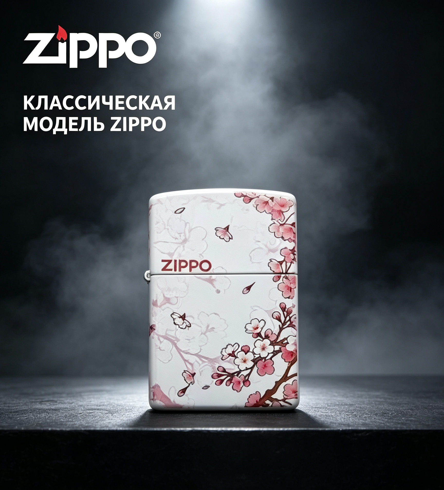 Zippo, в стиле "Розовая весна", пустая(без заправки)