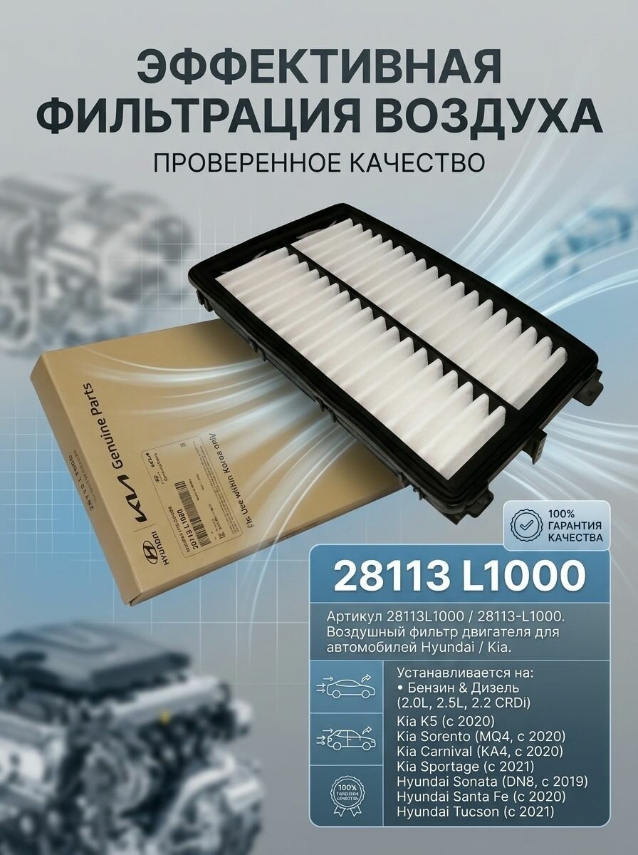 Воздушный фильтр HYUNDAI/KIA 28113L1000