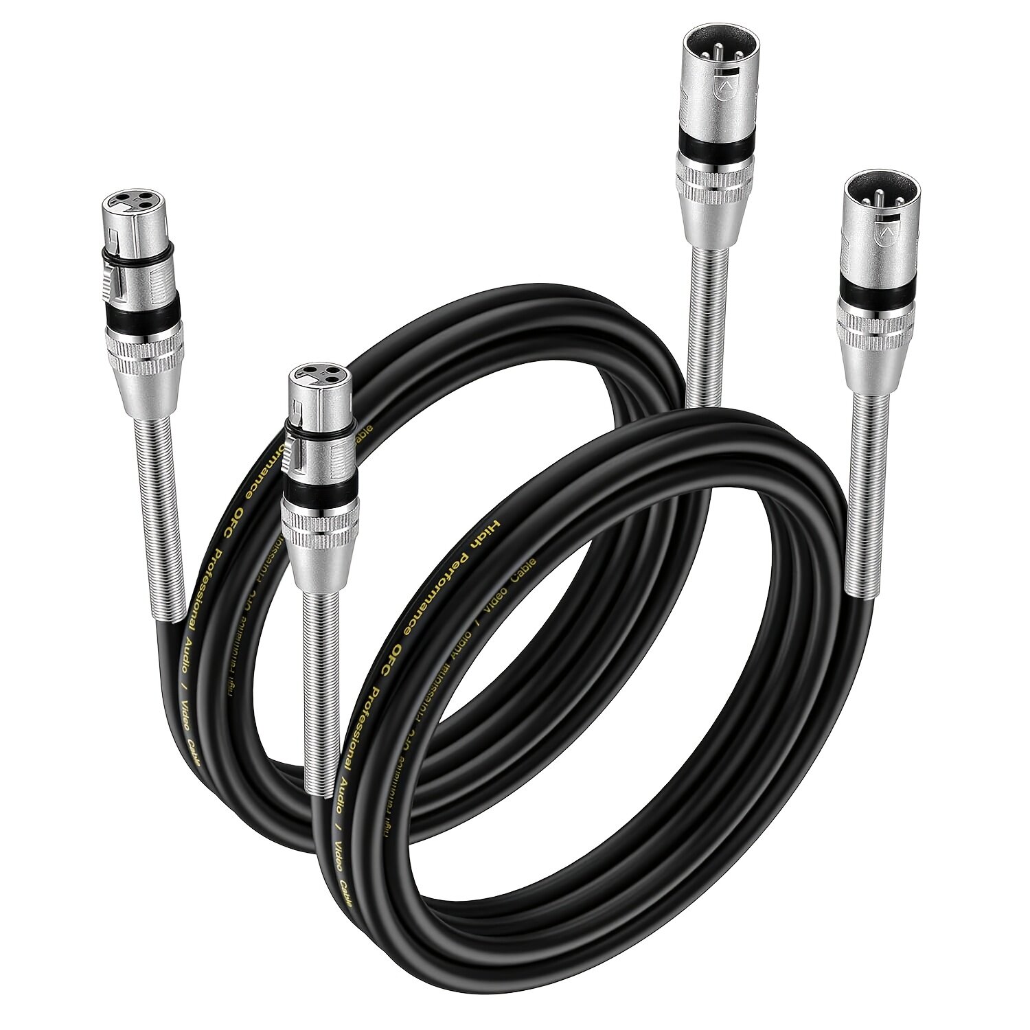 3-жильный XLR кабель (папа-мама) 2 м (6 футов), 2 шт, совместим с микрофонными эффектами, аудиоусилителями, XLR колонками, аудиомикшерами, фантомным питанием, аудиорекордерами, аудиоинтерфейсами