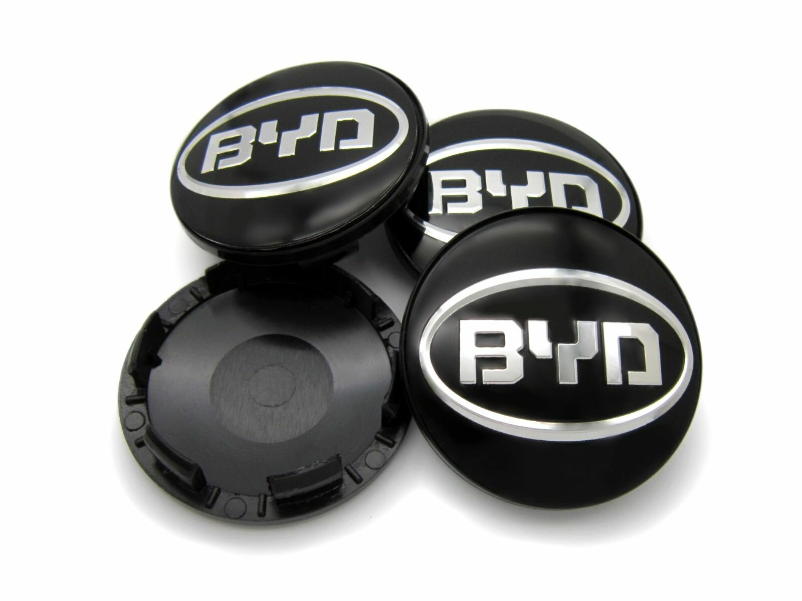 Колпачки заглушки на литые диски КиК BYD black 62/55/10, комплект 4 шт.