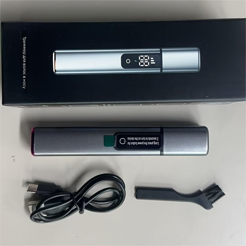 Мужской электрический триммер для ушей и носа с USB-зарядкой, безболезненный, с сенсорным экраном, 3 скорости, портативный для удаления волос на лице и бровях, серый