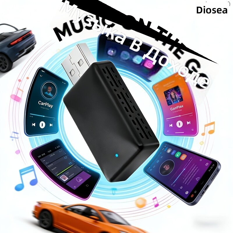 Беспроводной конвертер CarPlay 3-в-1 с двухдиапазонным Wi-Fi 2,4 и 5 ГГц, USB-адаптер для преобразования проводного Android Auto и CarPlay в беспроводное, функция автоматического подключения Plug-and-Play, низкое энергопотребление, черный