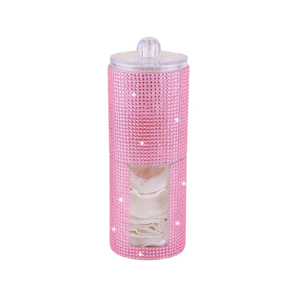 Круглая пластиковая коробка для ватных палочек 2-в-1 Pink