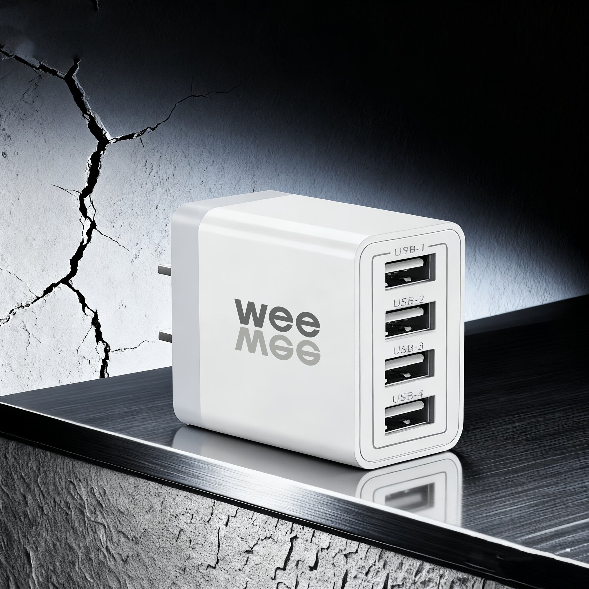 Зарядное устройство 4 в 1 с USB-A, 10 Вт, белое, американский стандарт, компактное, для iPhone, планшетов, Galaxy и других устройств