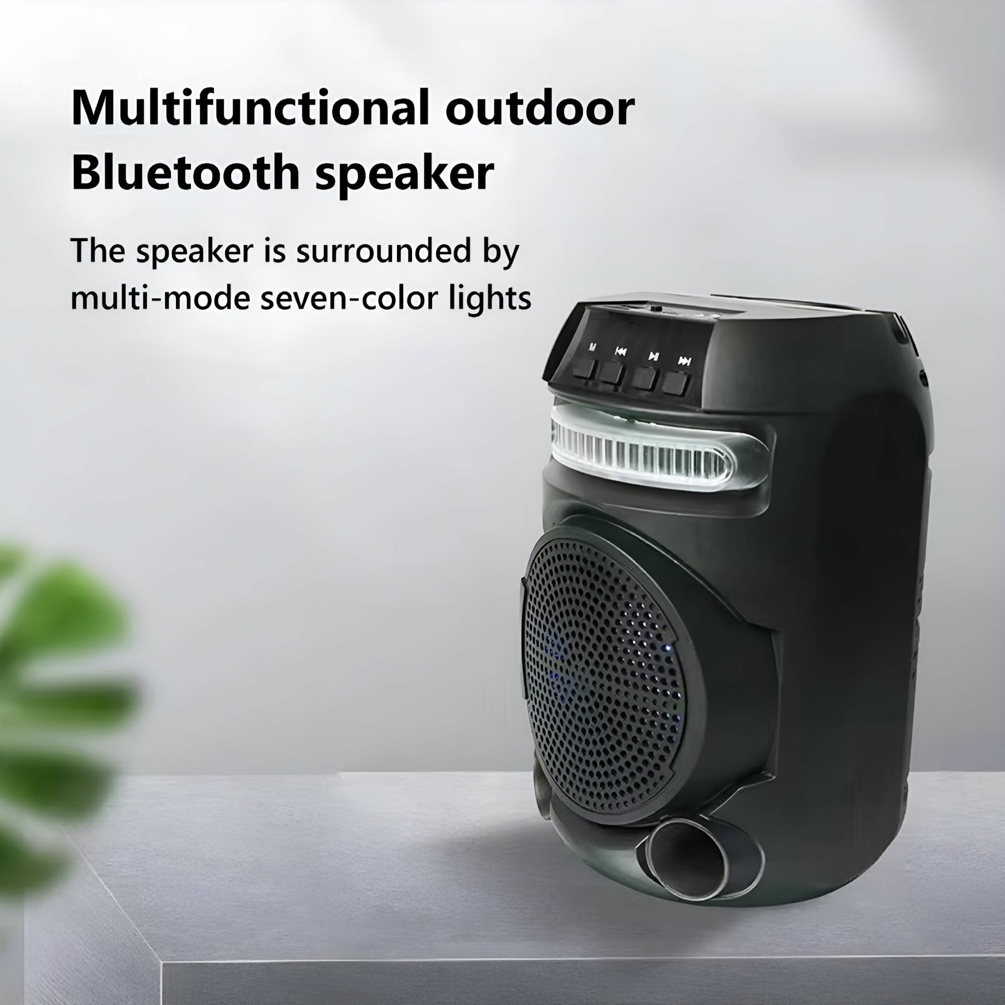 GJX Портативная Bluetooth колонка с двойным сабвуфером, поддержка Bluetooth 5.0, FM радио, беспроводная акустическая система для дома и вечеринки.