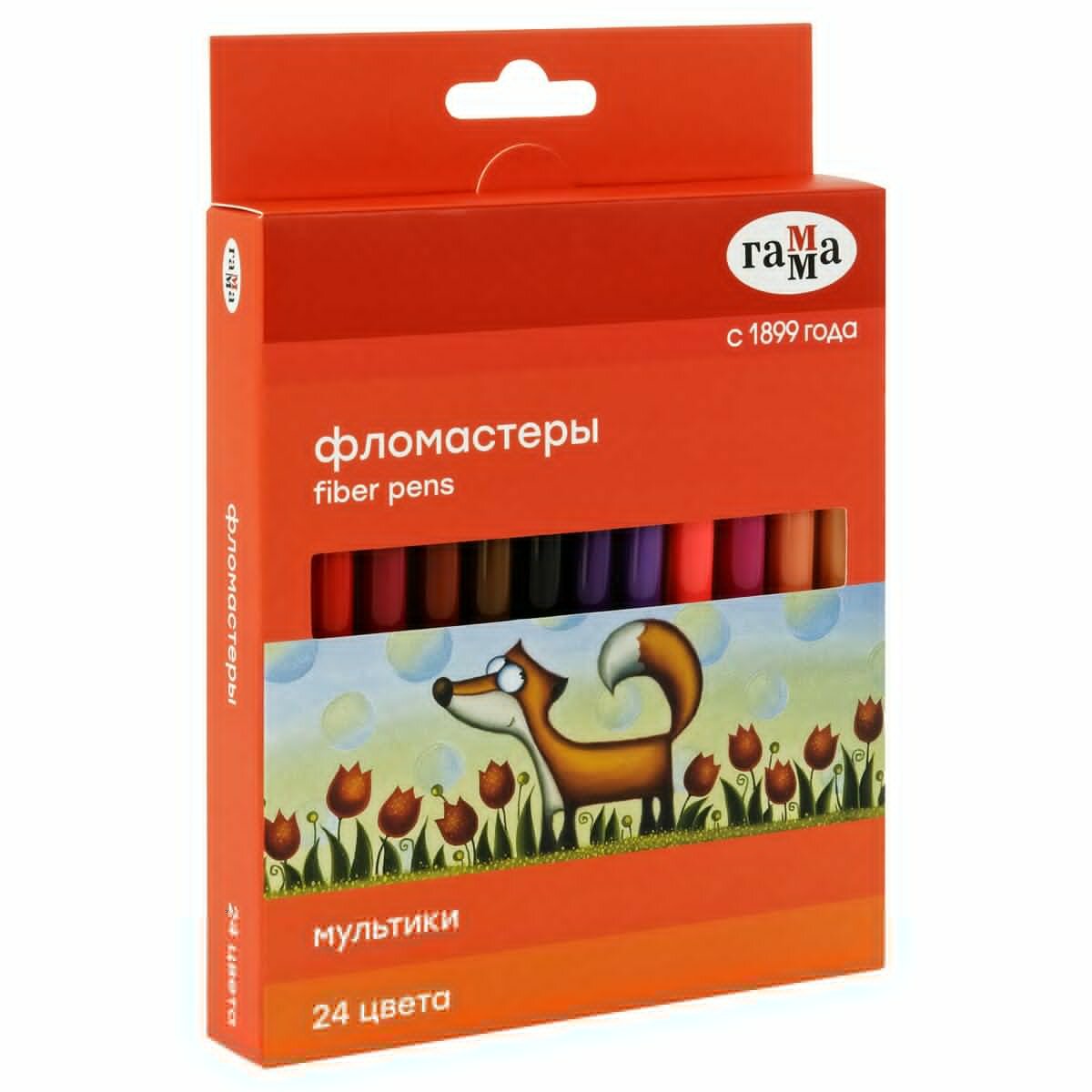 Набор фломастеров 24 цвета Гамма "Мультики" (линия 1мм, смываемые) картон. уп, европодвес (120822_24)