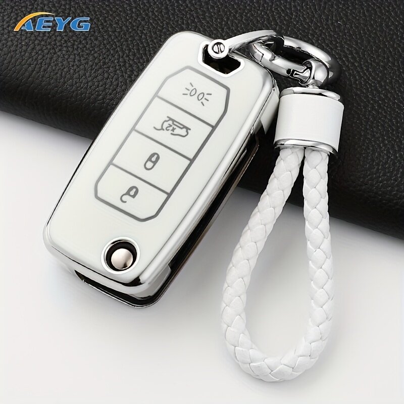 Новый чехол-накладка из TPU для складного ключа Jeep Renegade Compass 2016 2019 2020 2021, 4 кнопки, серебристо-белый + шнурок