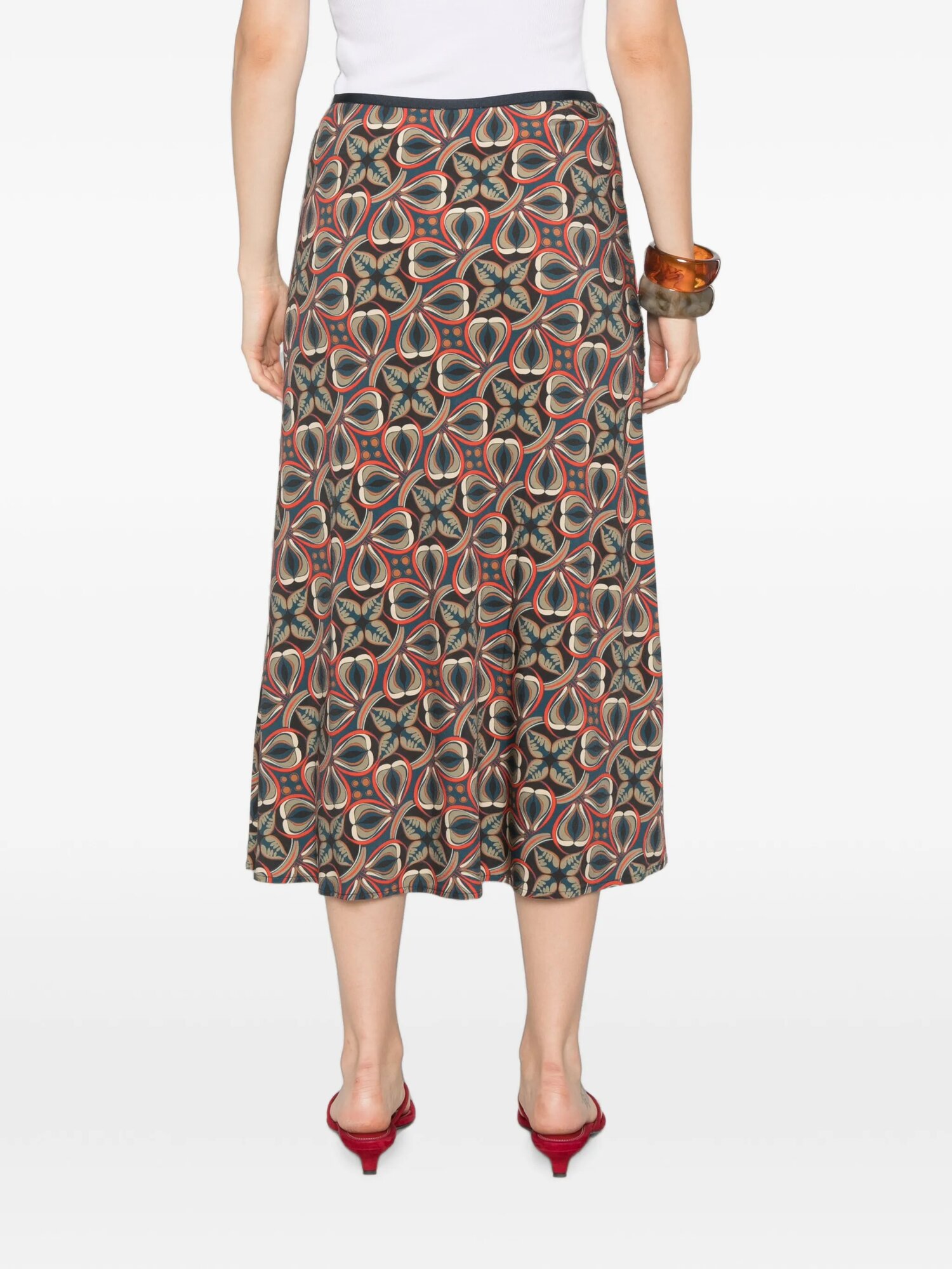 Юбка Siyu Geometric-print midi skirt, размер 44, Синий принт — фото 1