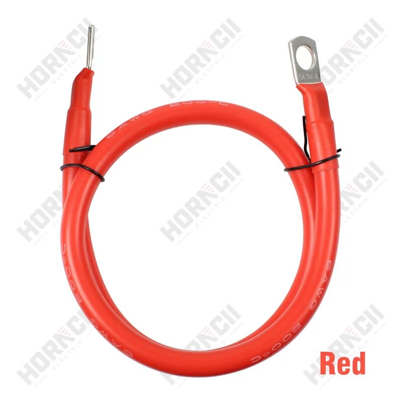 HORNCII Силиконовый кабель для аккумуляторов 8 6 4 300cm length, 0 AWG - 50mm2, Красный, M6-M6, Red