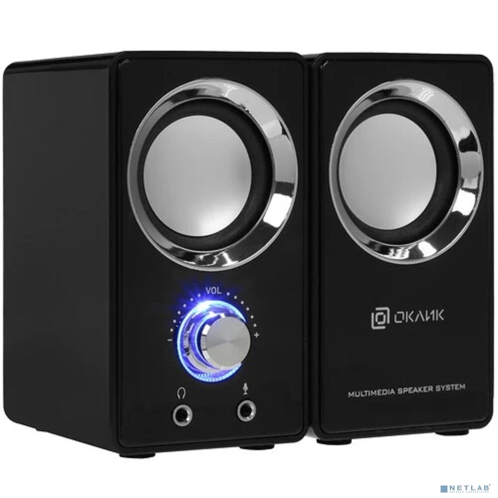 Oklick OK-116 2.0 черный 6Вт портативные