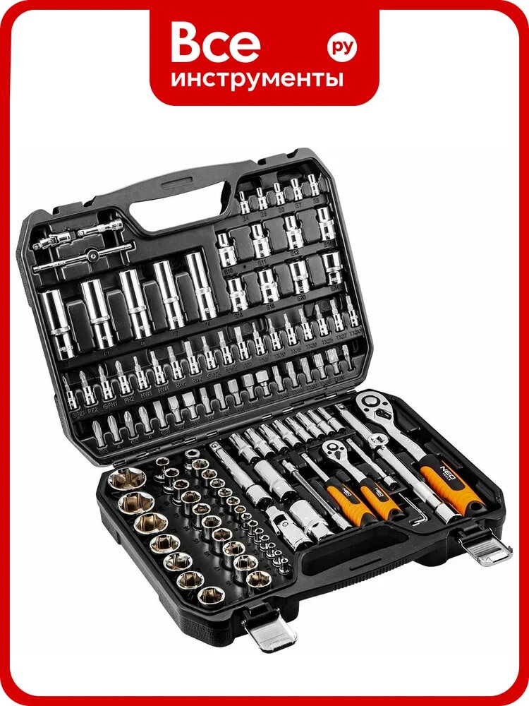 Набор сменных головок NEO Tools 1/2", 1/4” CrV 111 шт. 08-910