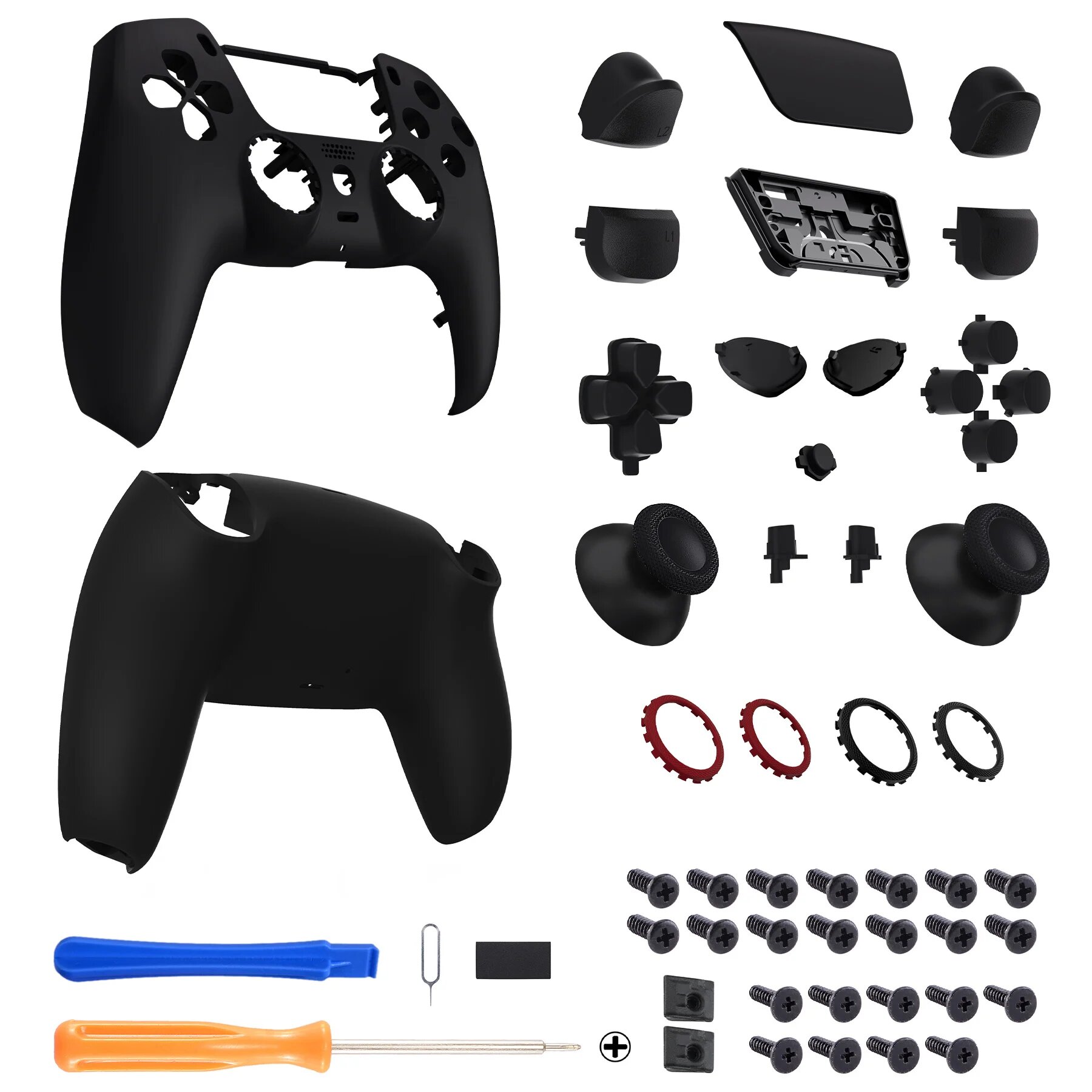 Корпус и кнопки для PS5 eXtremeRate Luna - черный, красный, серый
