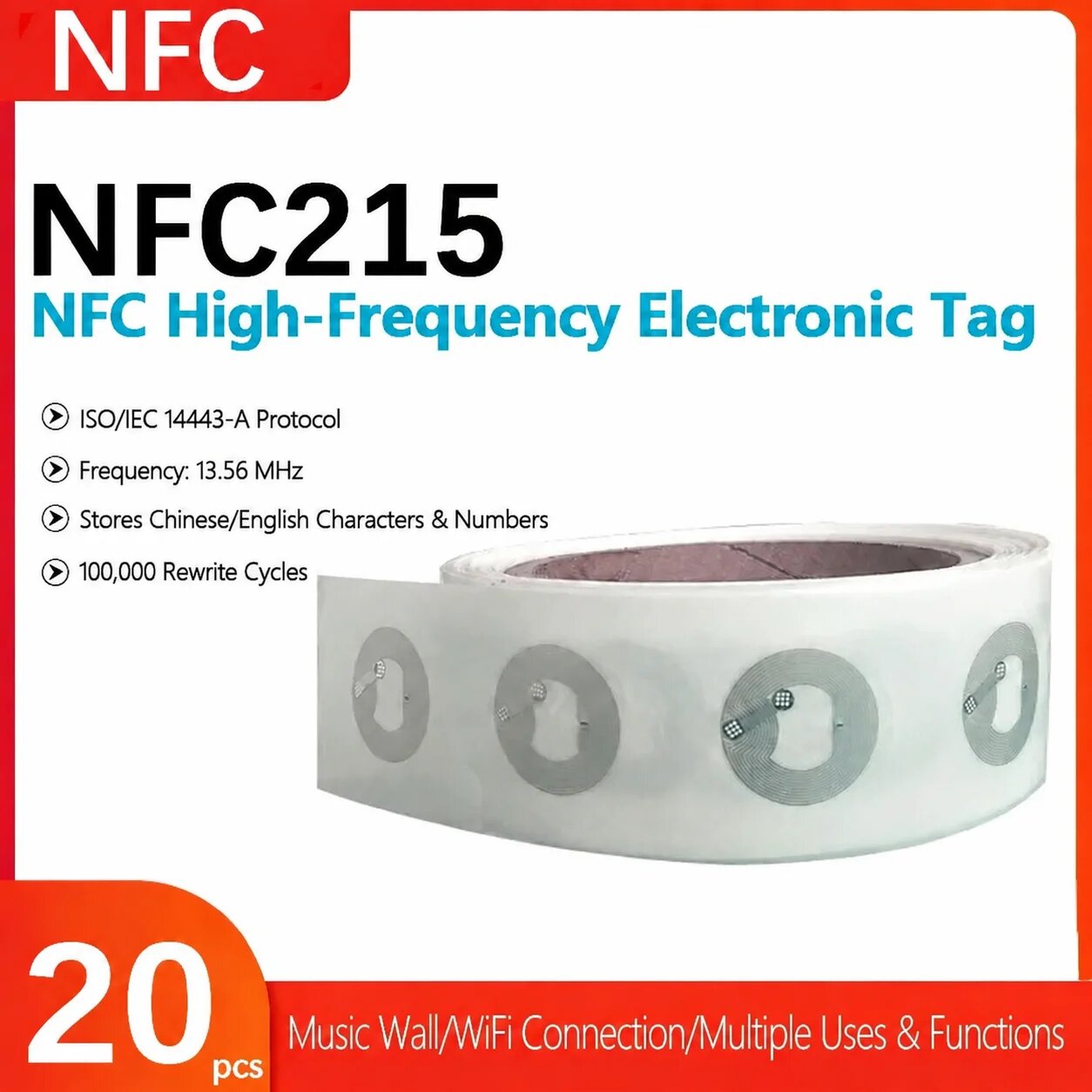 NFC-наклейки Ntag 213, 50 шт. NFC215-50pcs