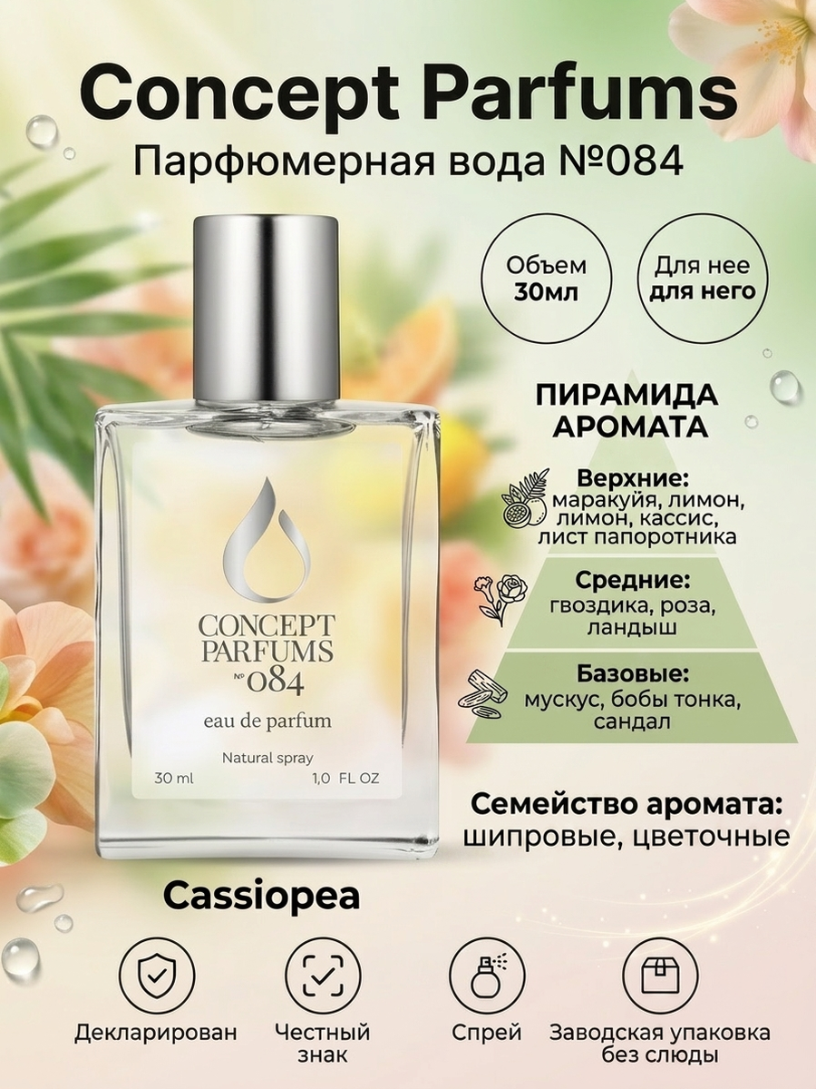 Concept Parfums 084 Парфюмерная вода Унисекс 30мл шипровые, цветочные
