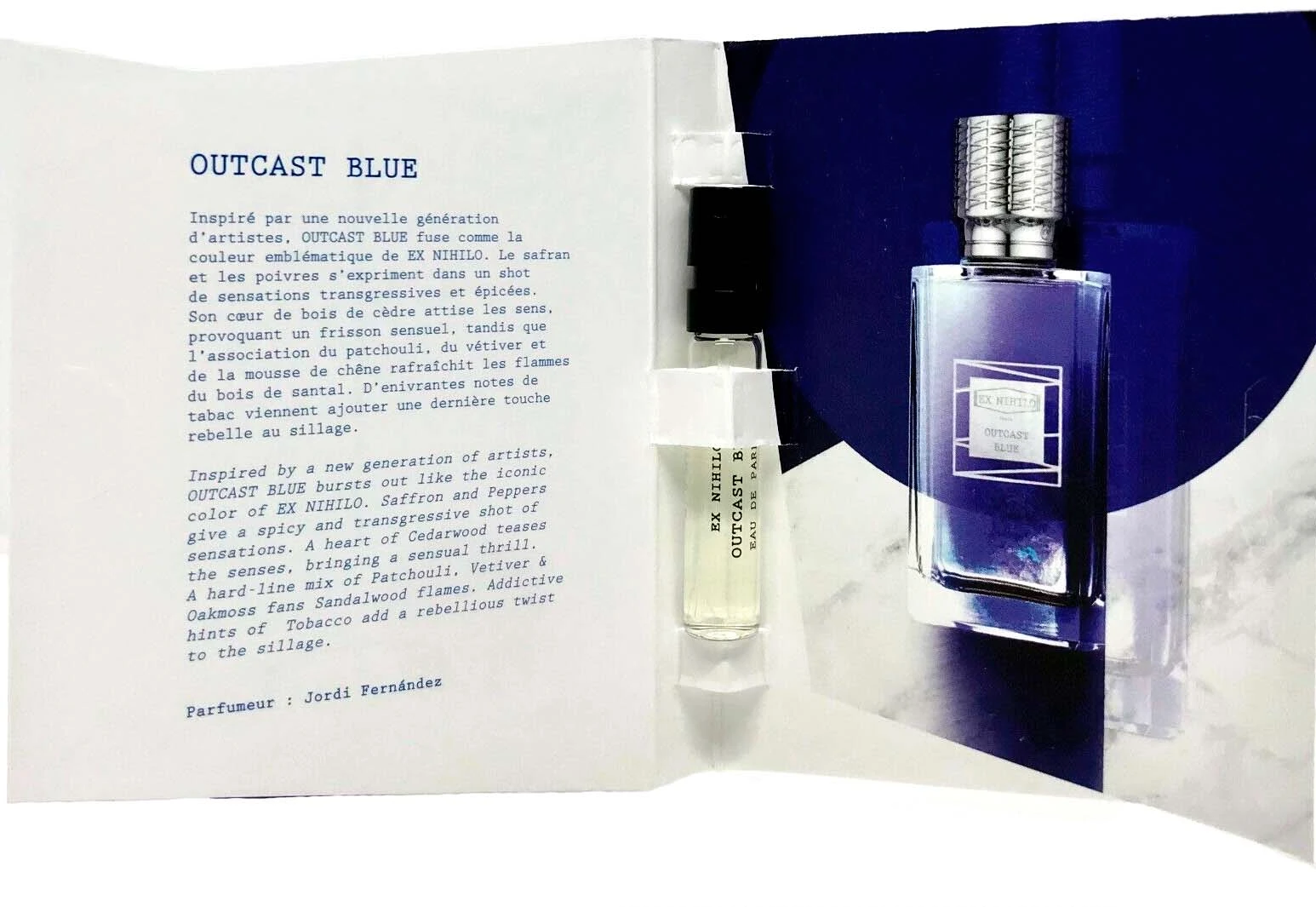 Ex Nihilo Outcast Blue сэмпл духов 2 мл для мужчин и женщин / Экс Нихило Ауткаст Блю миниатюра