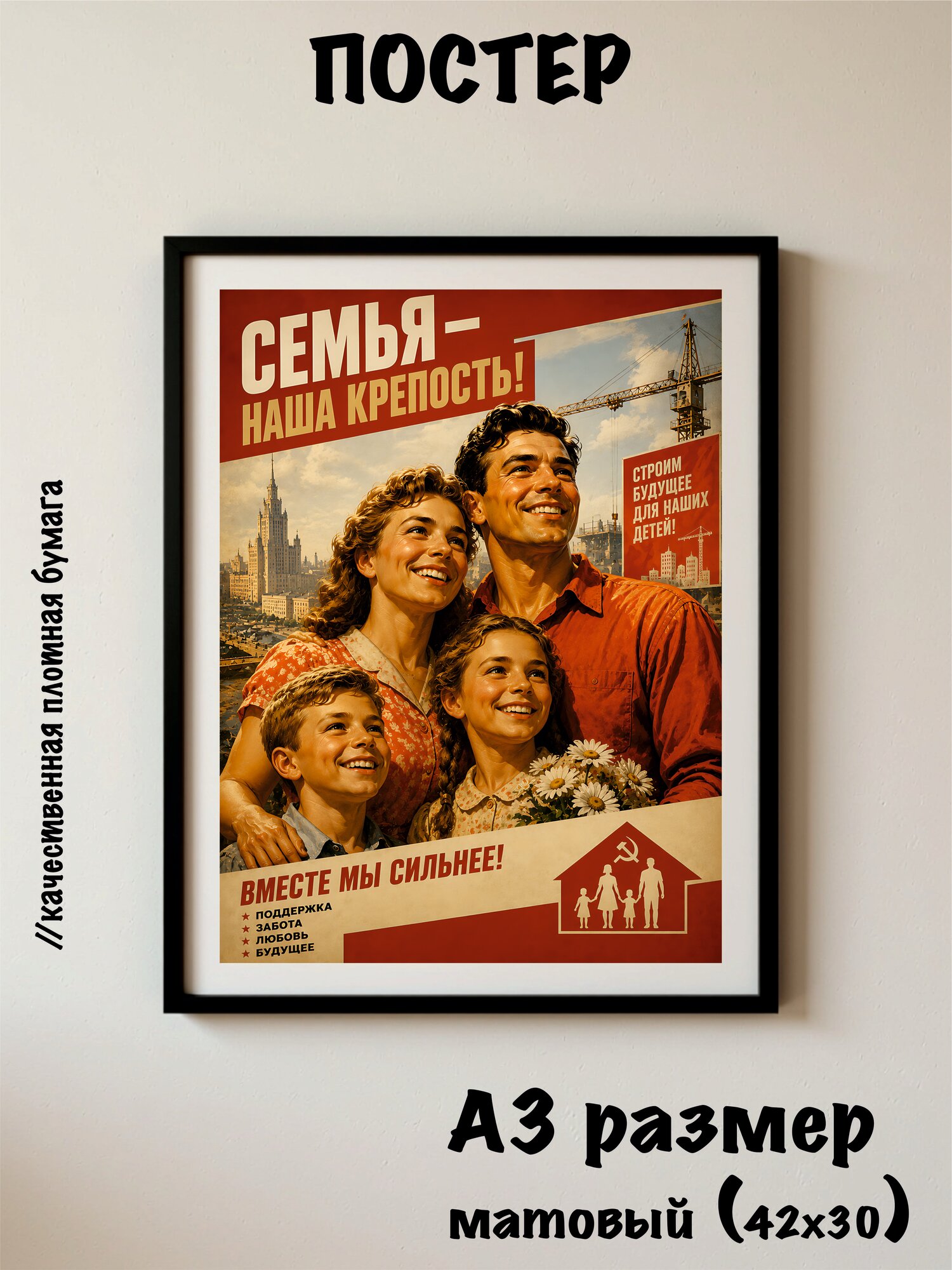 Постер А3. " Советский стиль, надписи"
