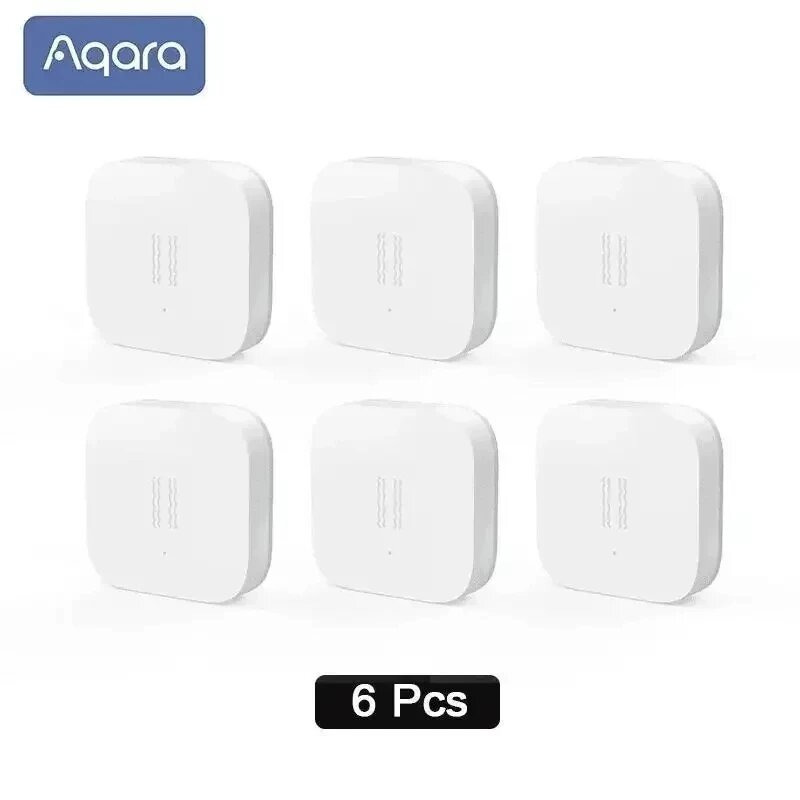 Датчик вибрации Aqara Smart Zigbee, датчик движения и удара, детектор, будильник, монитор с встроенным гироскопом, совместим с приложениями Mi Home и Homekit — 6 штук датчика удара