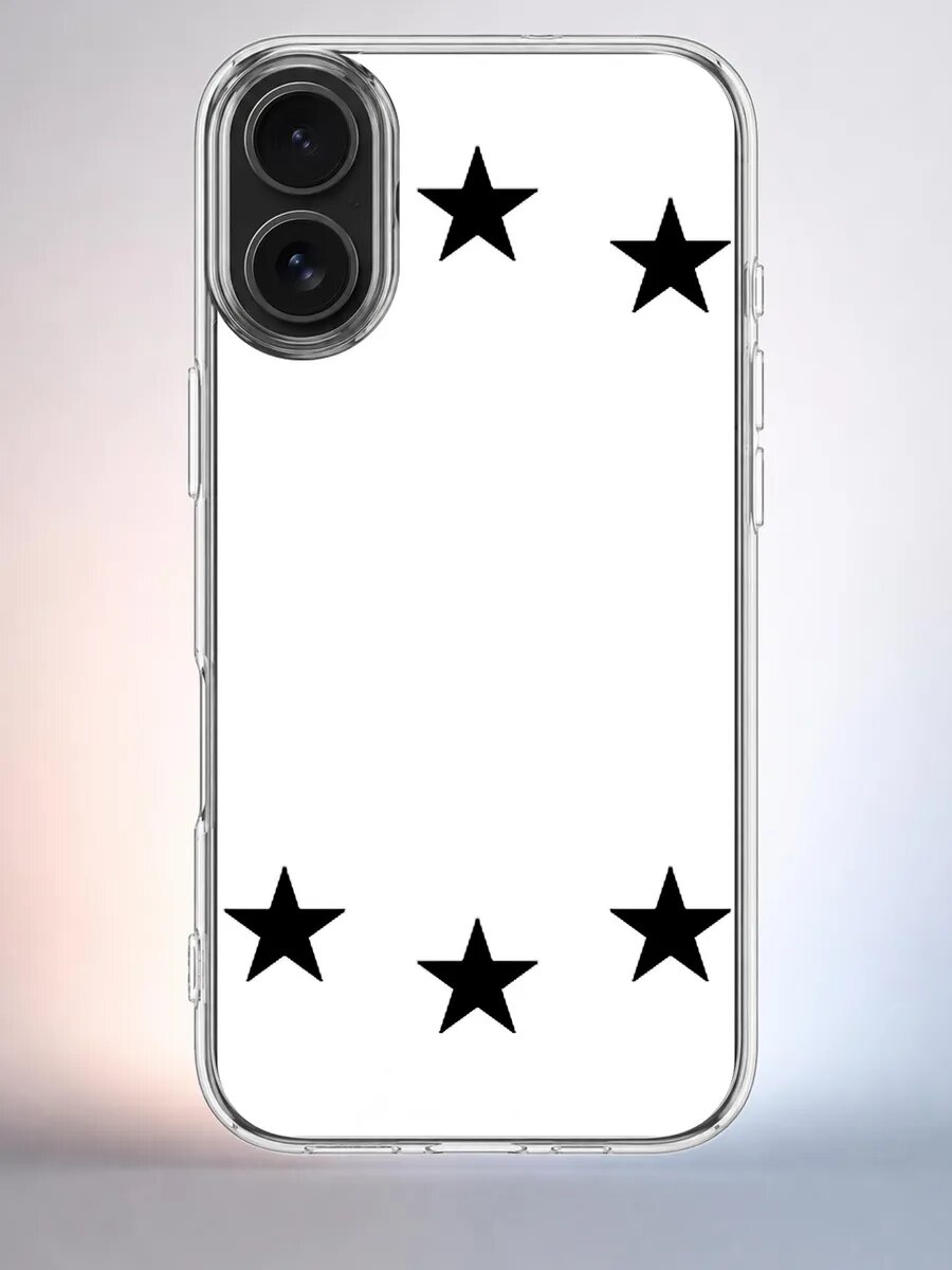 Чехол iPhone 16 звёзды круг силиконовый прозрачный