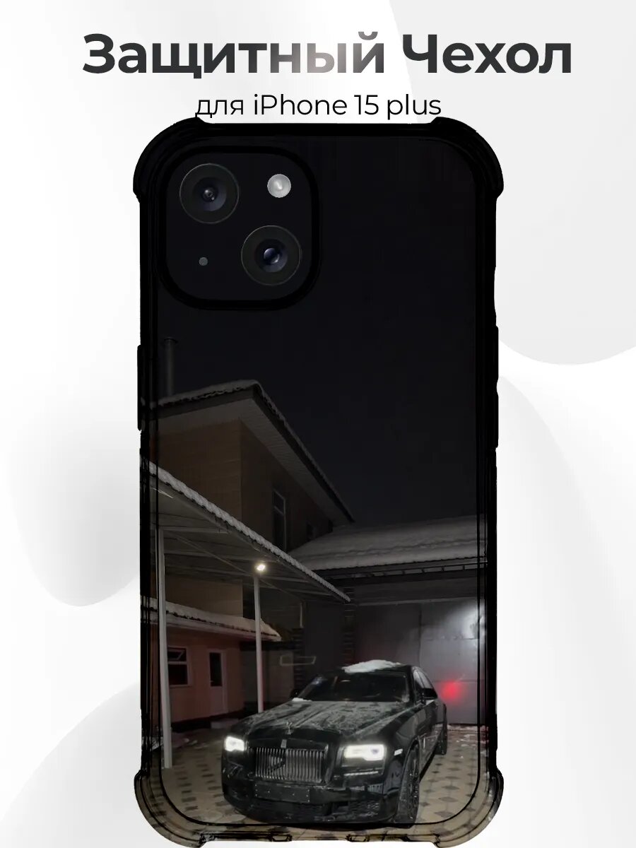 Чехол с принтом iPhone 15 Plus Rolls-Royce Ghost зимой