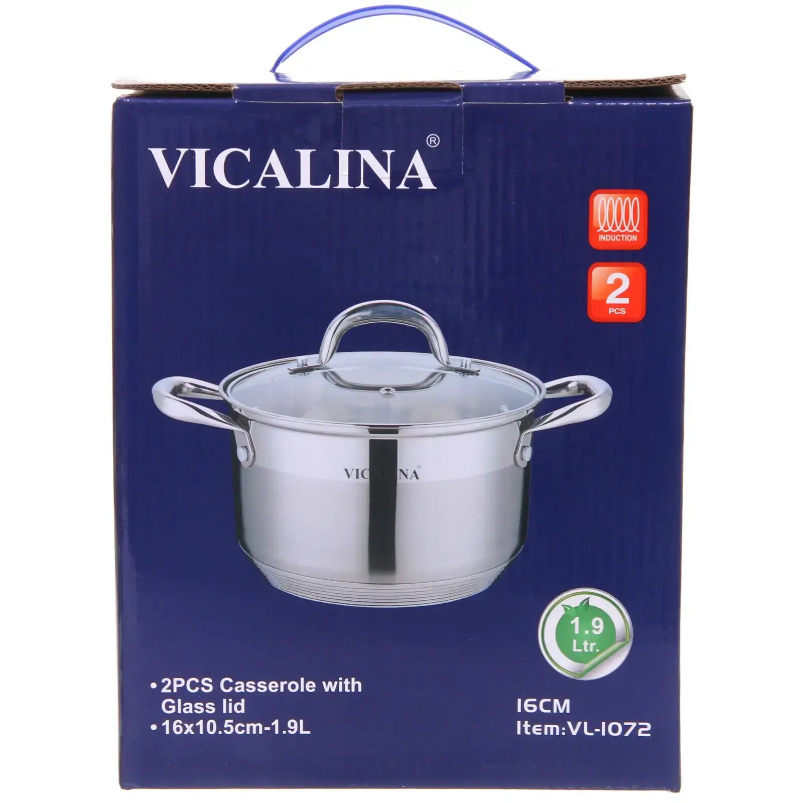 Кастрюля из нержавеющей стали VICALINA 1,9л, индукция, 16см, с крышкой