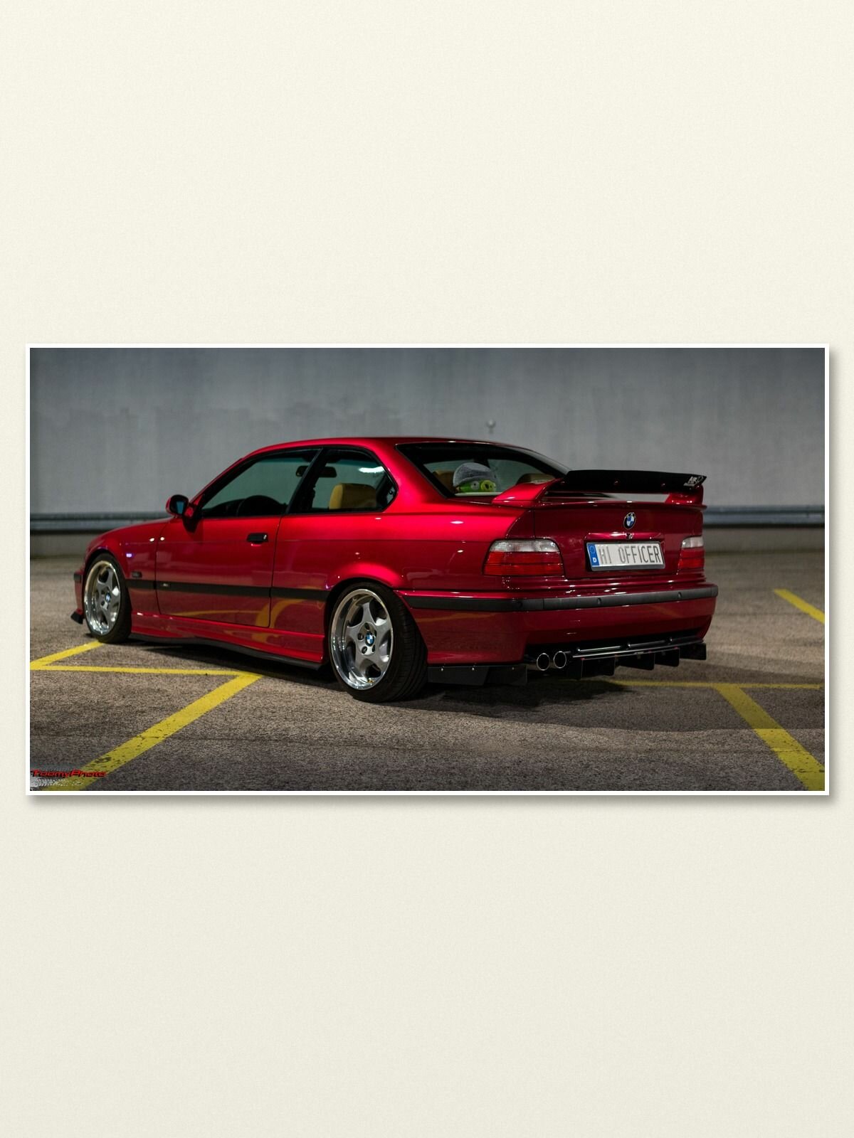 Постер BMW E36 стенс 61 34 см автомобиль широкоформатный