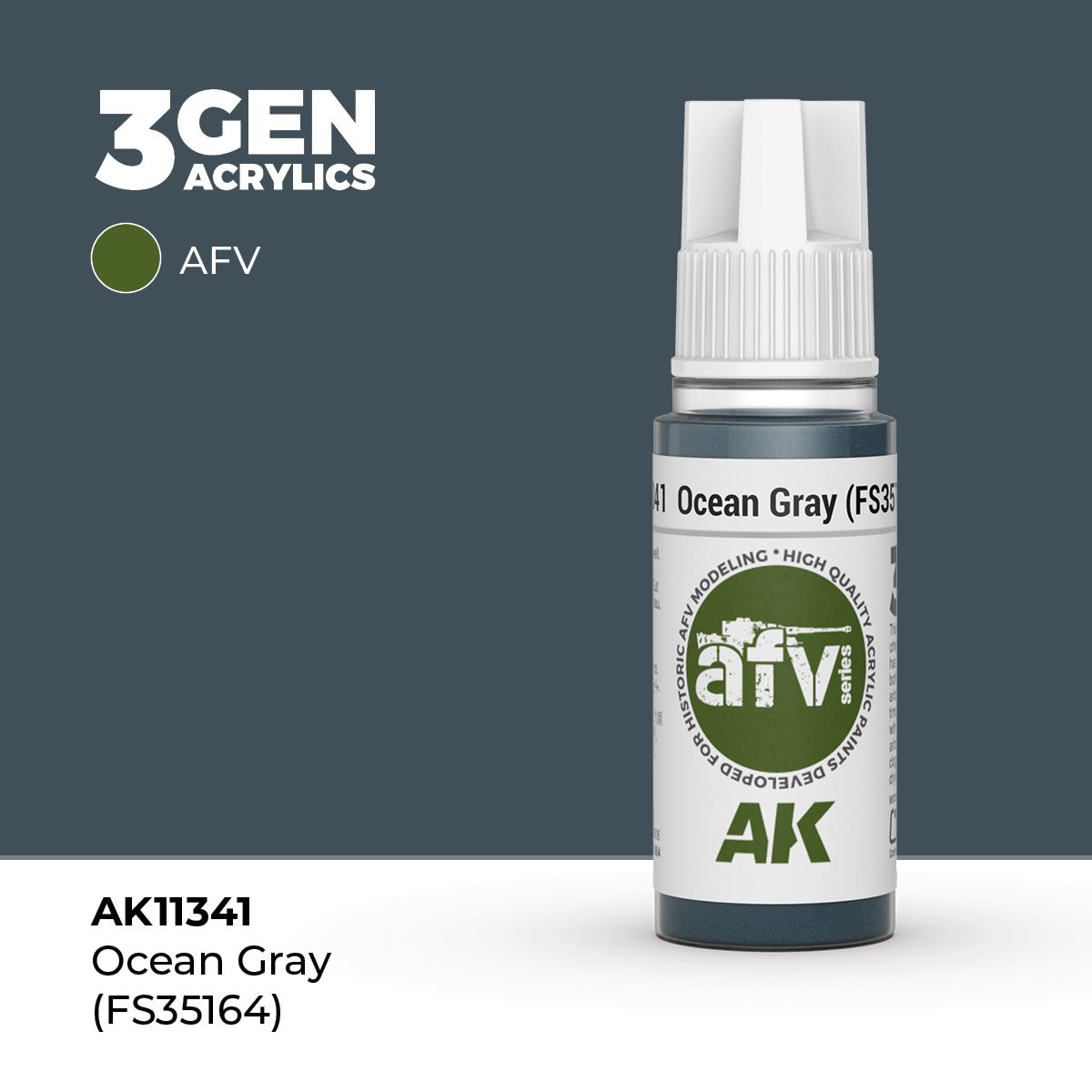 Акриловая краска AK Interactive - Ocean Gray (FS 35164) 3GEN AFV, 18мл