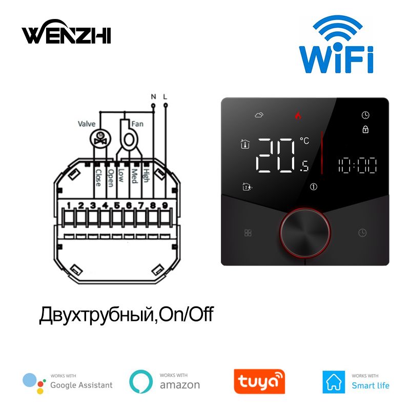 WENZHI Терморегулятор, термостат Для кондиционеров, Для водопровода, черный