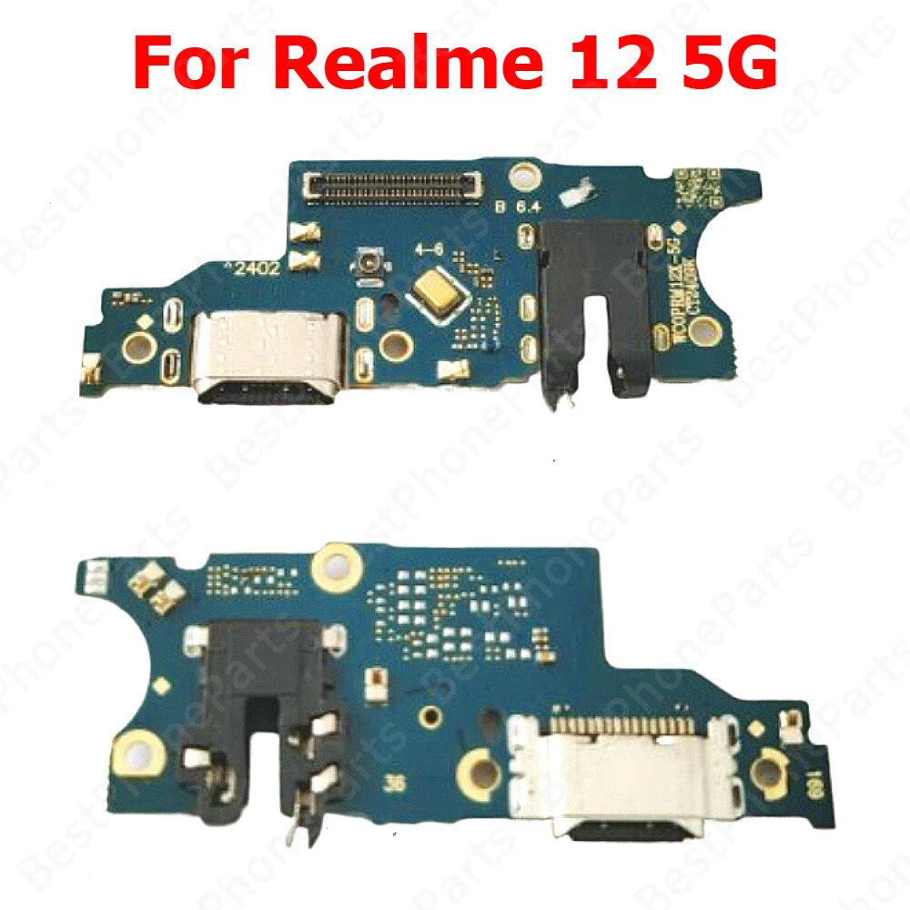 Зарядная плата для Realme 12X 12 Pro Plus 12 + 4G 12Pro 5G Порт зарядки USB-разъем PCB Док-станция Гнездо Детали мобильного телефона
