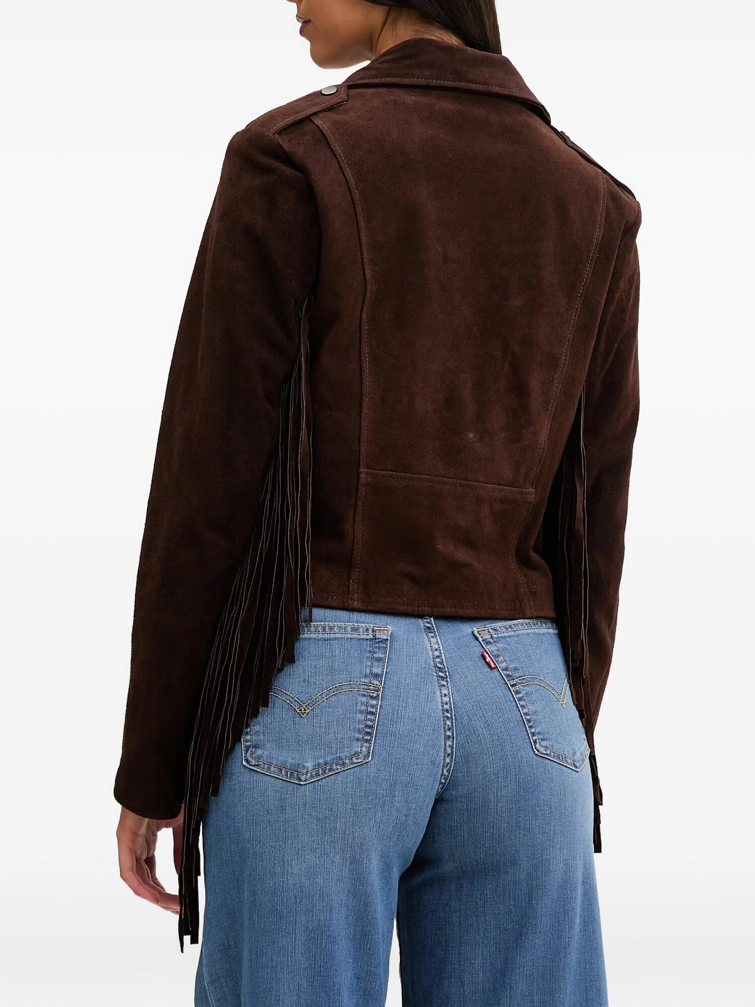 Куртка VICOLO Fringe-trimmed biker jacket, размер 48, brown — фото 1